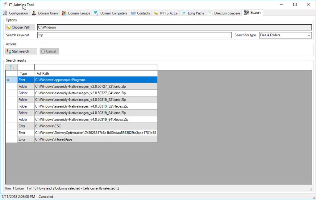 IT-Admins Tool - Search function - IT-Admins