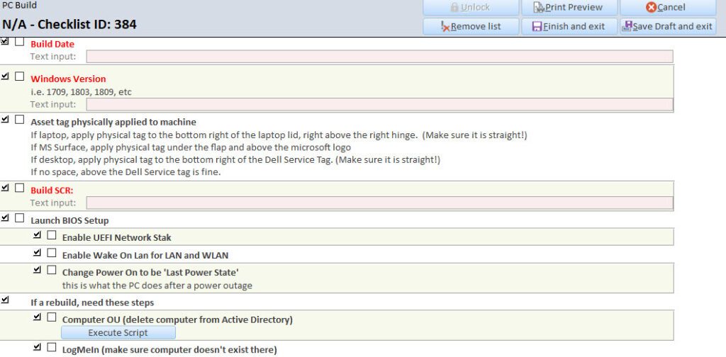 Checklists - IT-Admins