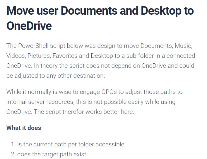 Move user Documents and Desktop to OneDrive - IT-Admins