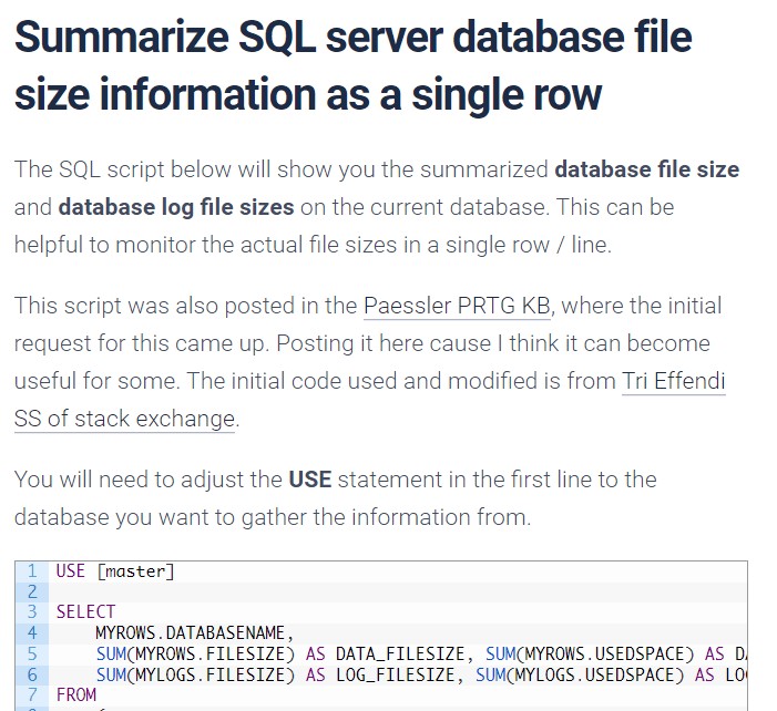 Summarize Sql Server Database File Size Information As A Single Row It Admins