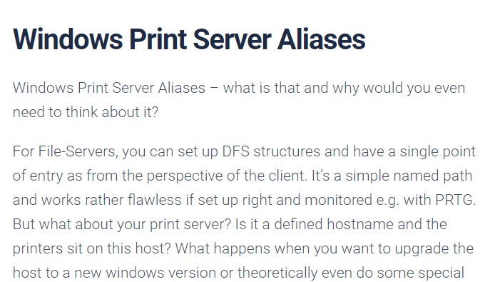 Windows Print Server Aliases - IT-Admins